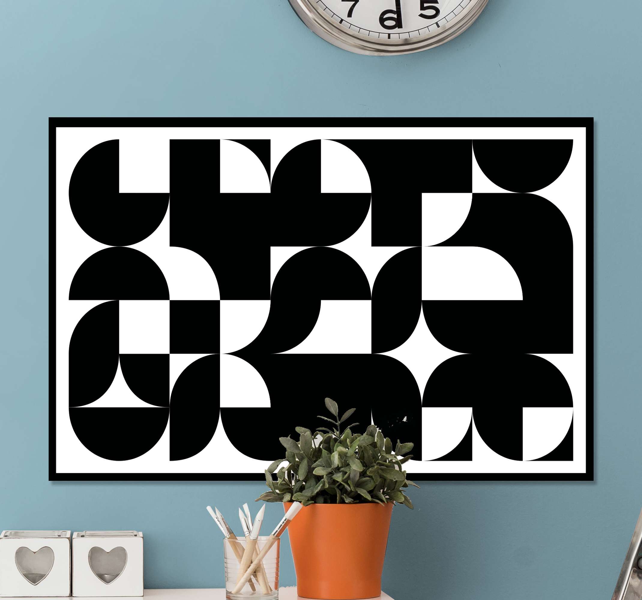 Tableau géométrique Art abstrait noir - TenStickers