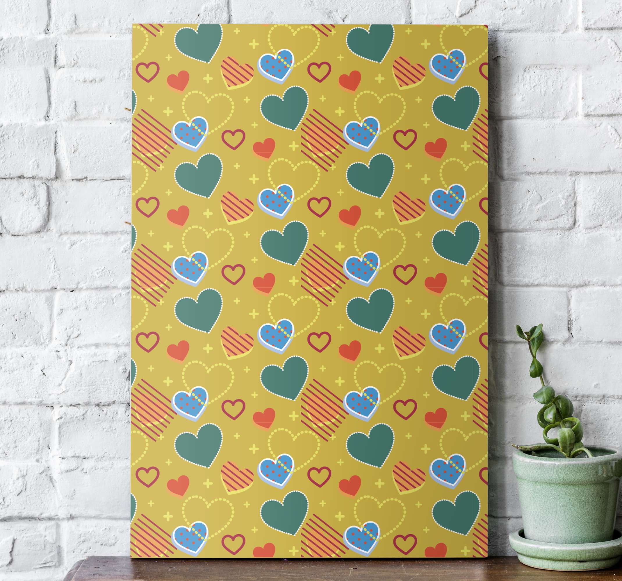 Inimi de desene animate colorate cu amprente de perete vintage ...