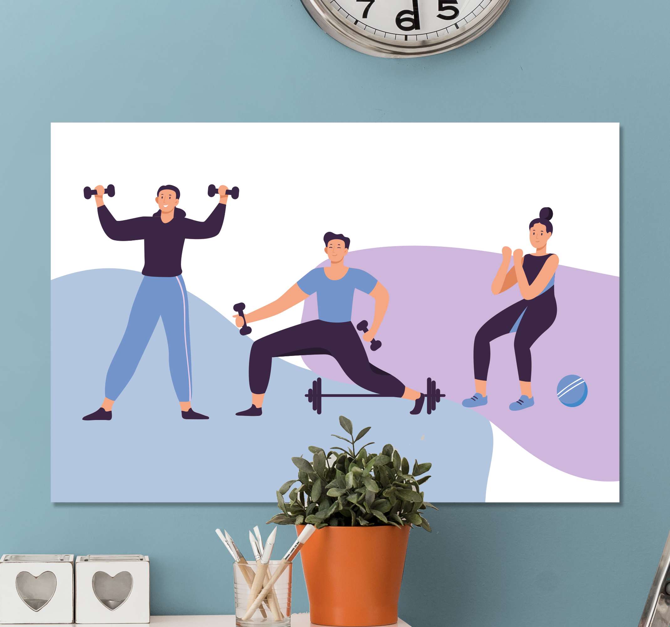 Trening, folk, illustrasjon lerretsbilde hus - Tenstickers