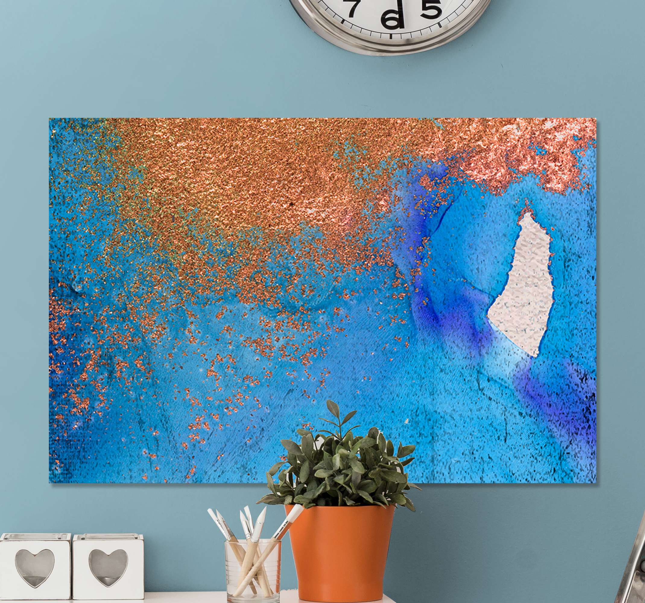 Quadro Decorativo de arte Efeito ombre texturizado com ouro - TenStickers