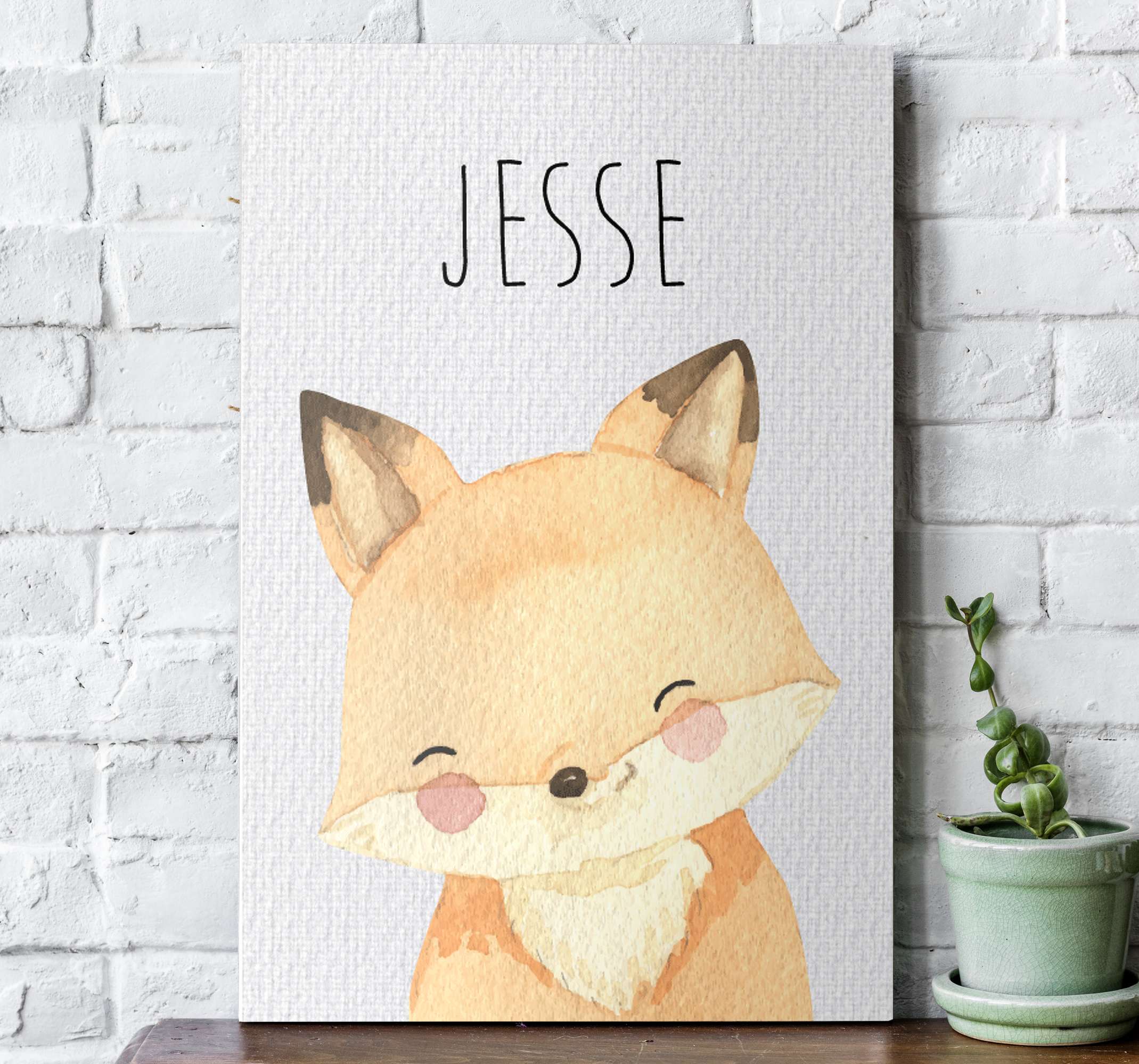 Vos cartoon canvas met naam - TenStickers