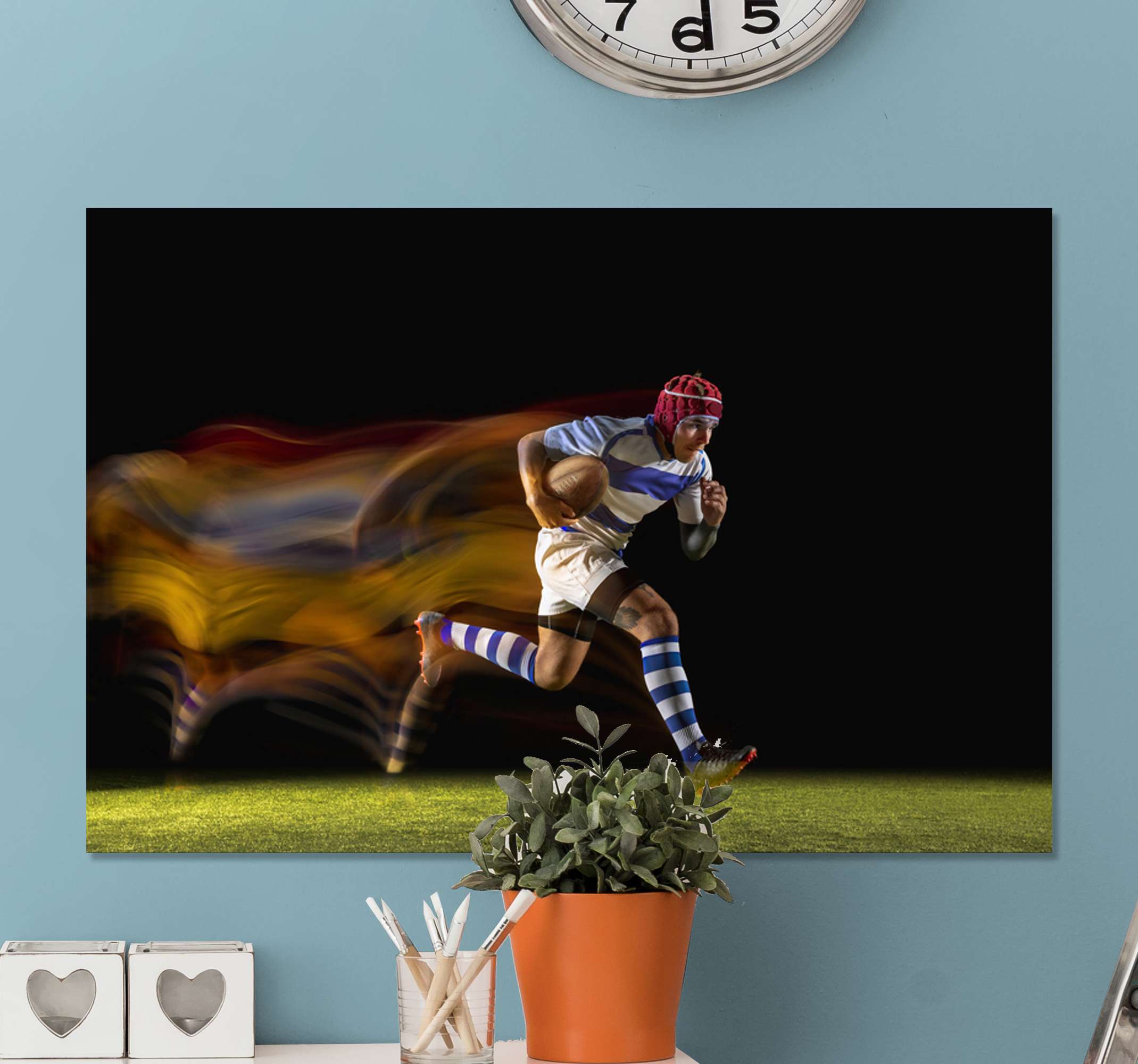 Rugby player in motion canvas - TenStickers