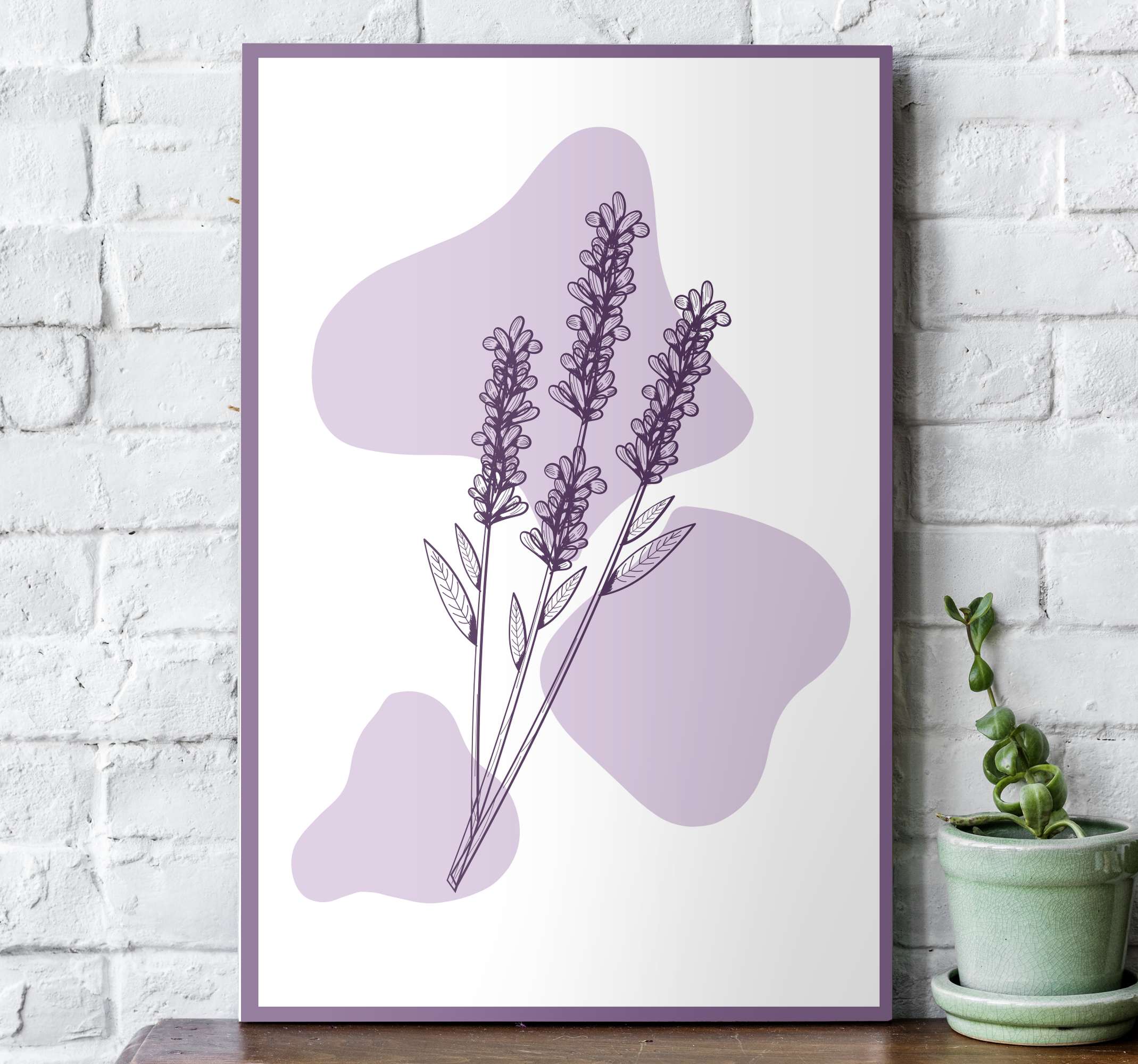 Quadro fiori dibujo planta lavanda - TenStickers