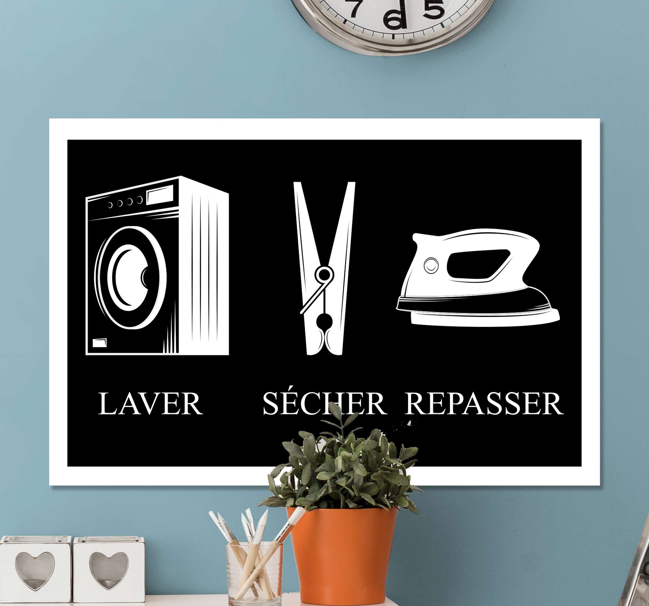 Tableau moderne laver sécher repasser - TenStickers
