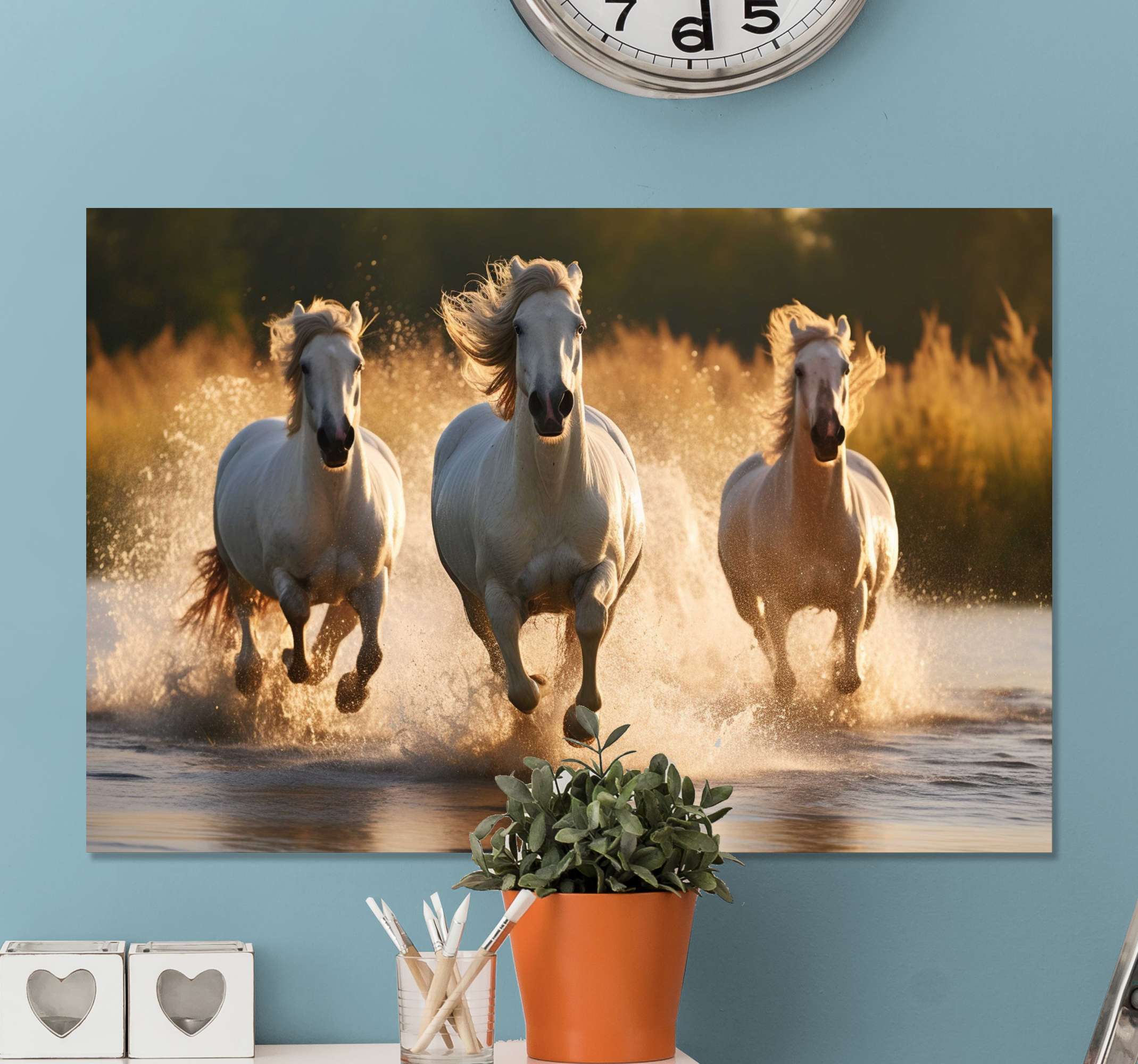 tableau déco salon chevaux qui galopent - TenStickers