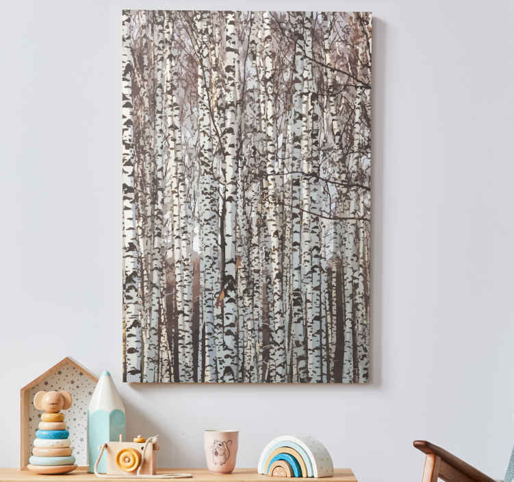 Birch Forest Serenity tree canvas wall art