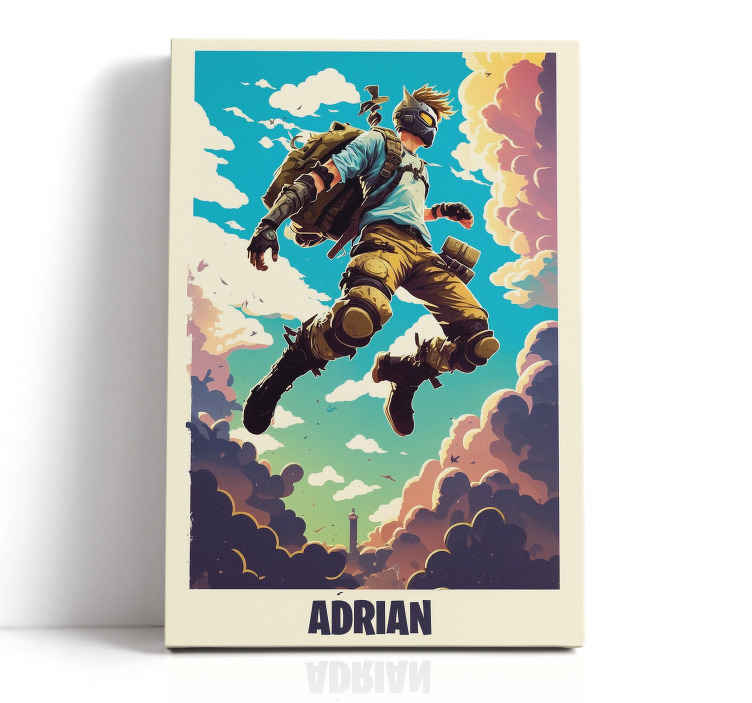 epic character with personalized name video game canvas art - TenStickers