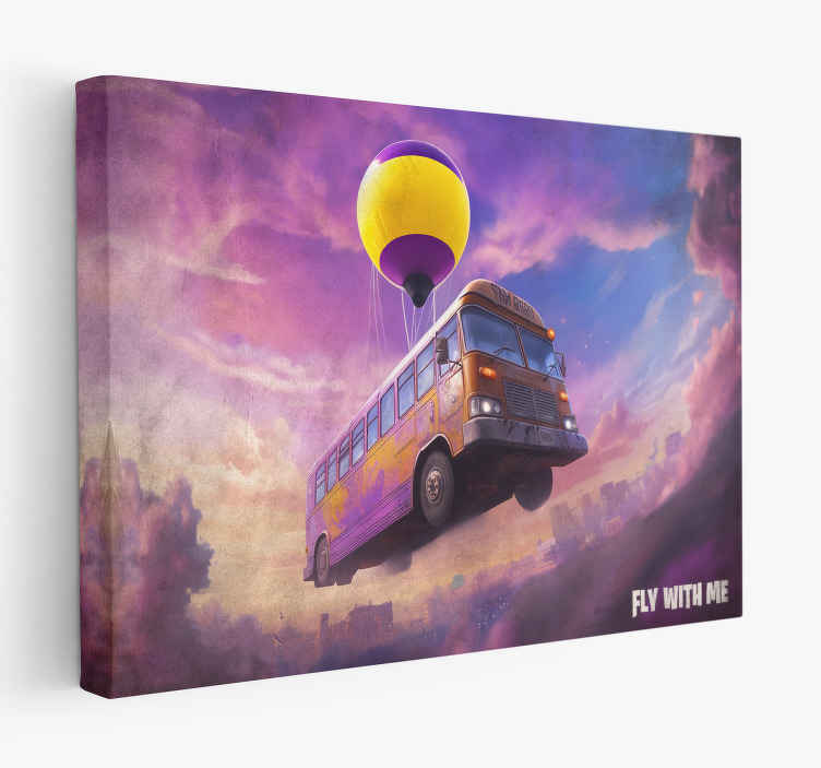 Flying bus scene framed gaming wall art - TenStickers