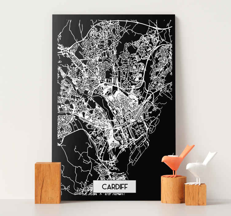 Cardiff Topographic Map City skyline prints - TenStickers