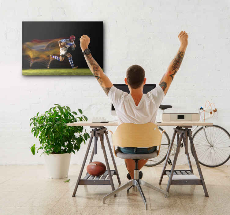 Rugby player in motion canvas - TenStickers