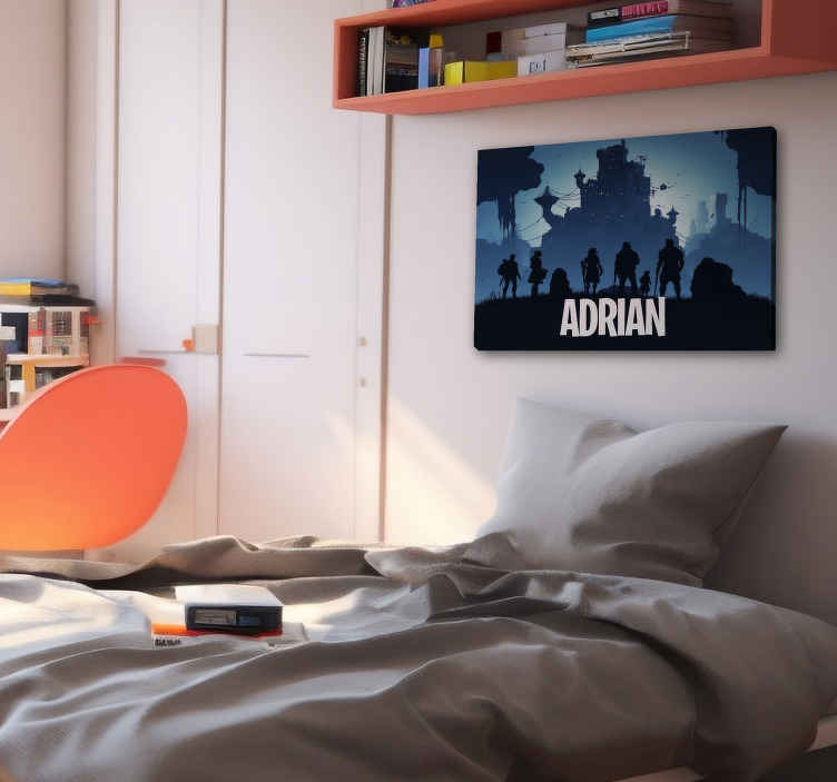 Blue epic castle video game canvas art - TenStickers