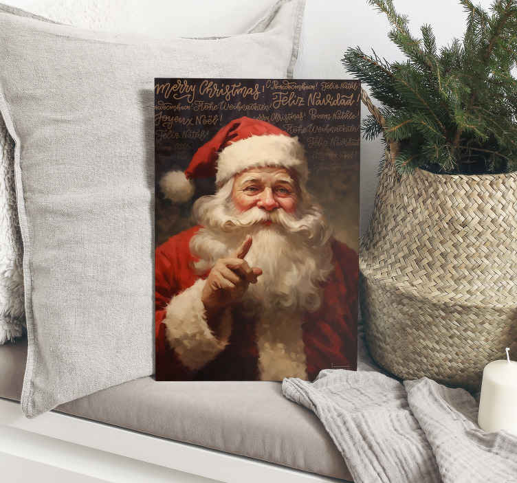 Santa Claus portrait Christmas design canvas wall art - TenStickers