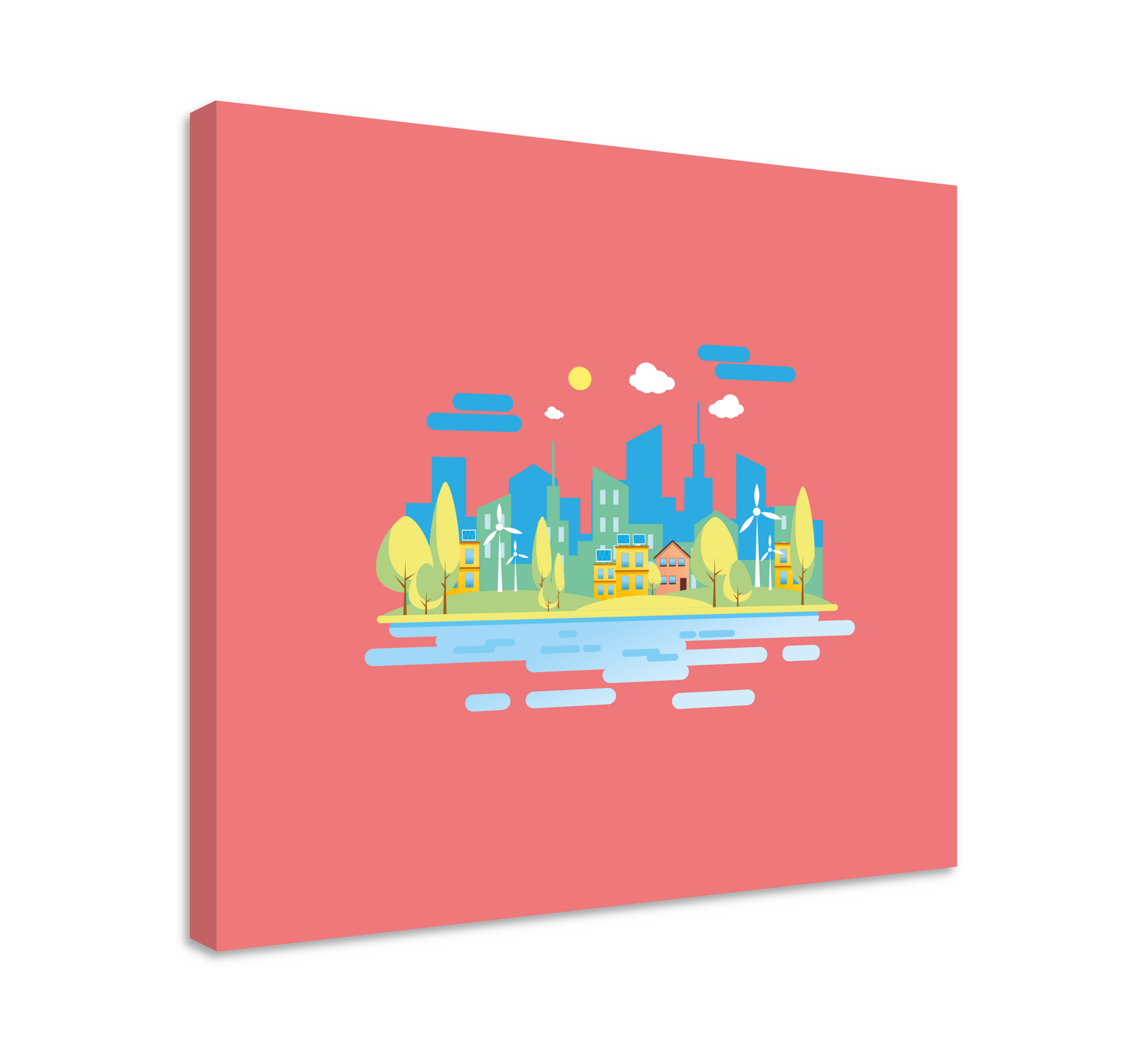 Plavi grad sa morskim zidom slike za vrtić - TenStickers