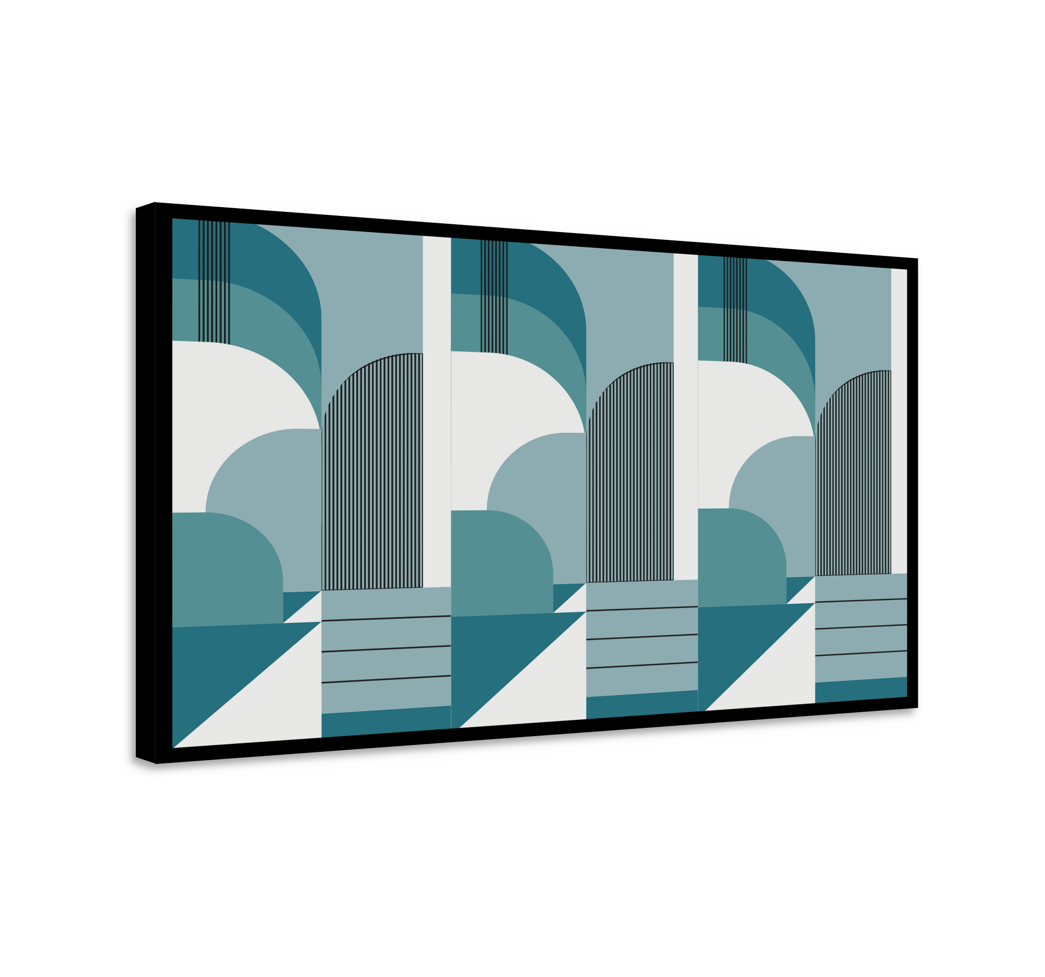 Blue geometric urban design bedroom canvas - TenStickers
