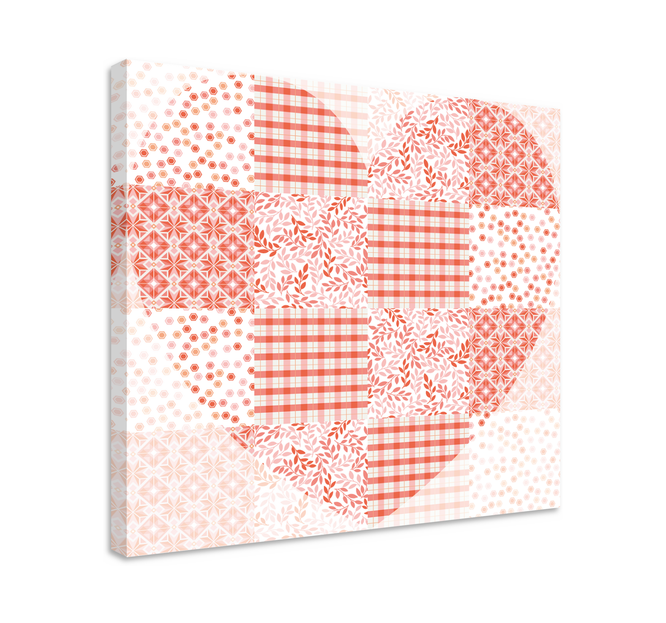 Patchwork red and white heart design vintage wall prints - TenStickers