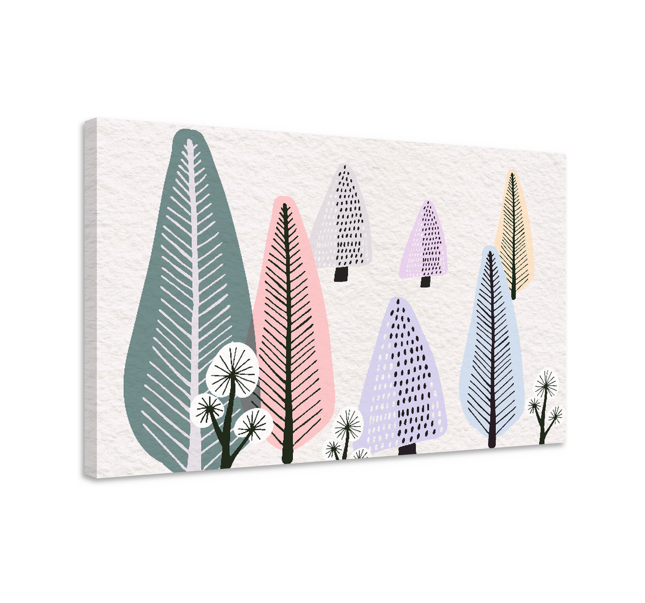 Scandinavian colorful forest tree canvas wall art