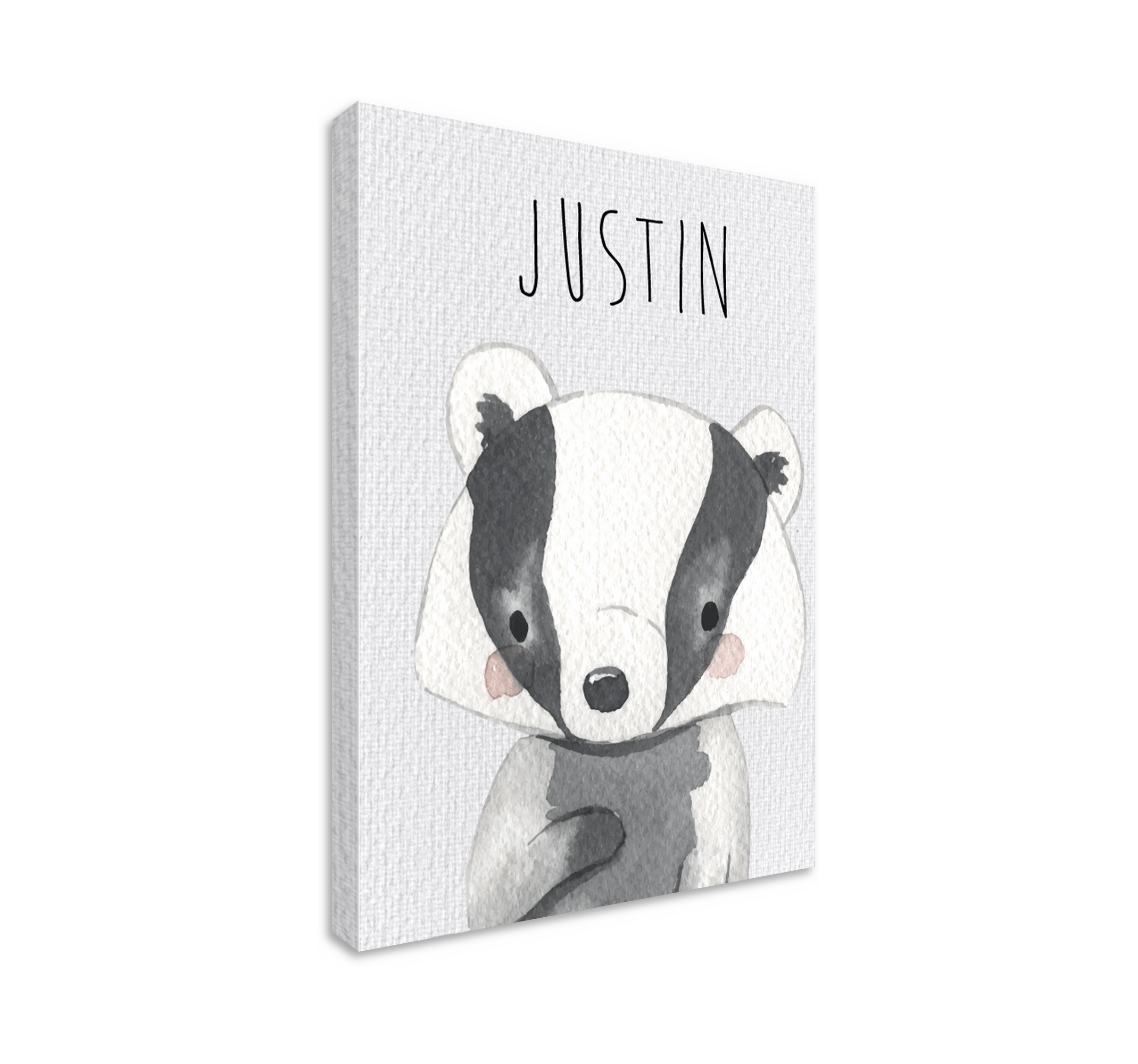 Cuadro dormitorio infantil bebé tejón con nombre