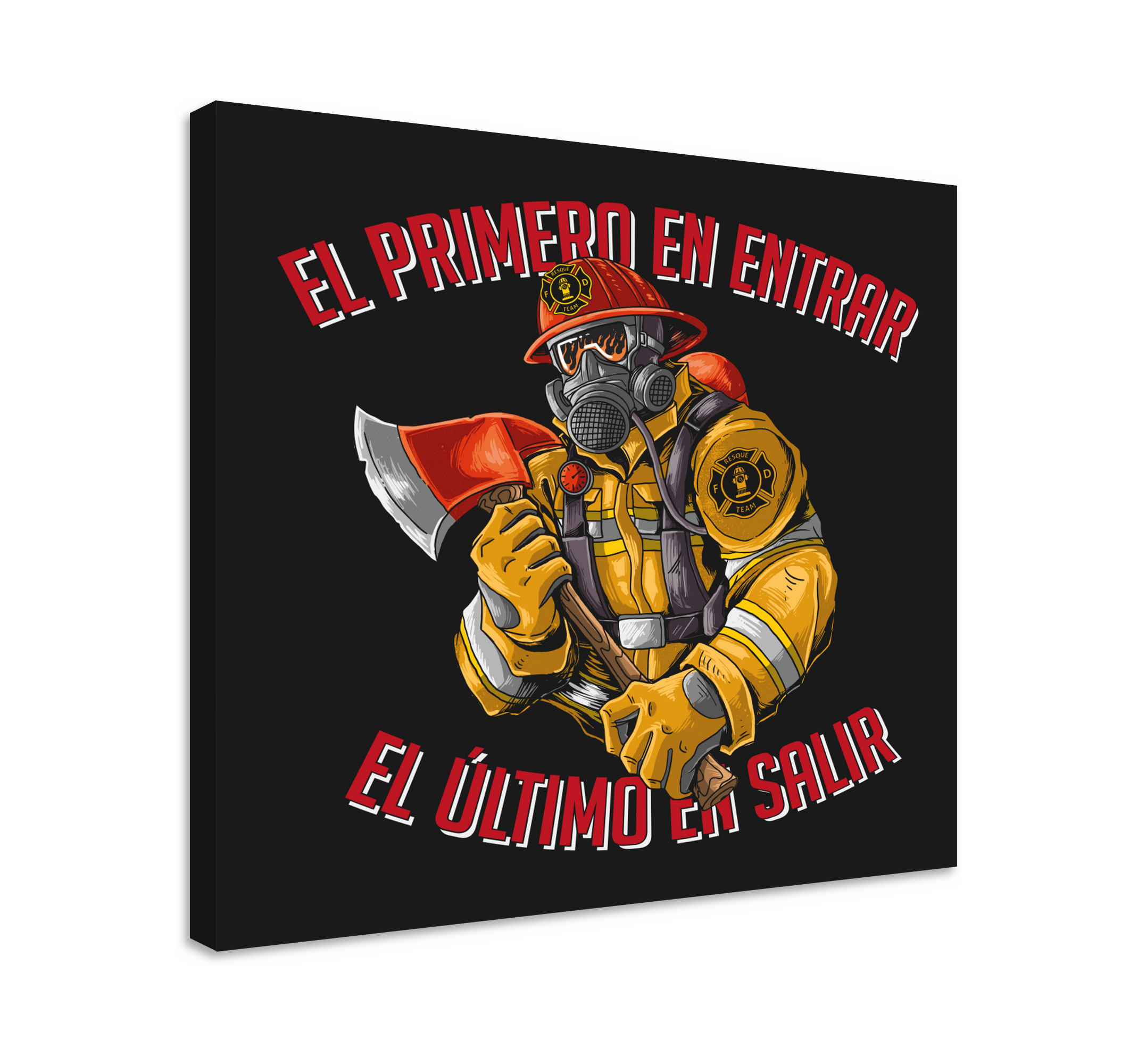 Cuadro de personajes ilustracion bombero - TenVinilo