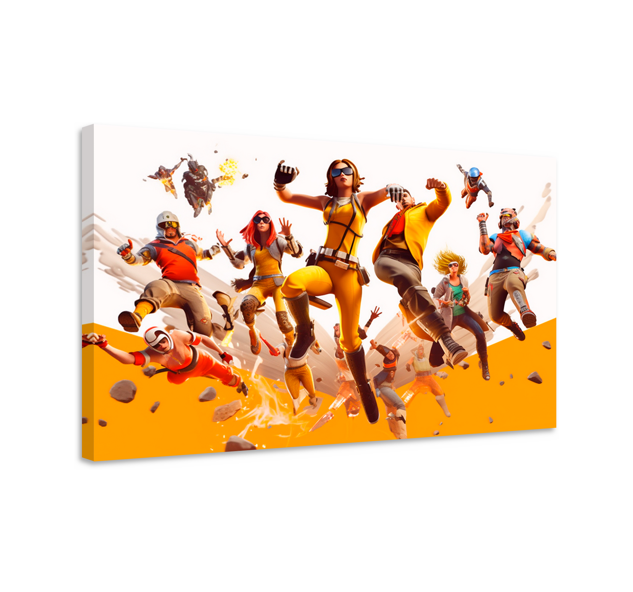 Characters flying attack framed gaming wall art - TenStickers