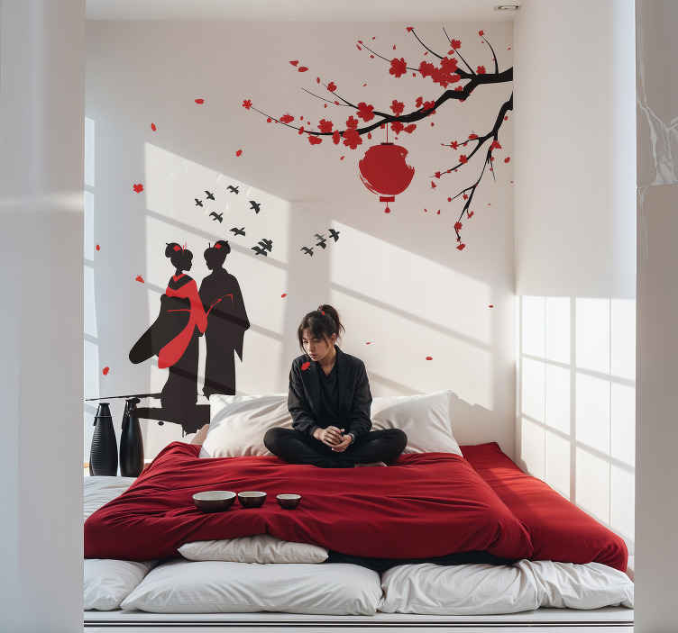 Japanese geishas wall sticker for bedroom