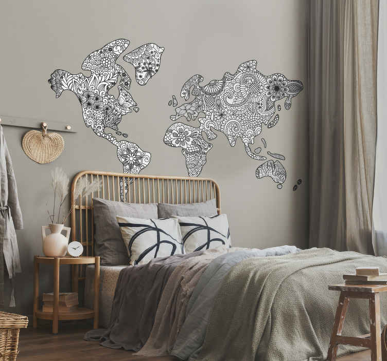Mandala map wall sticker for bedroom
