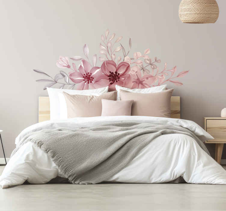 Pink flowers wall sticker for bedroom