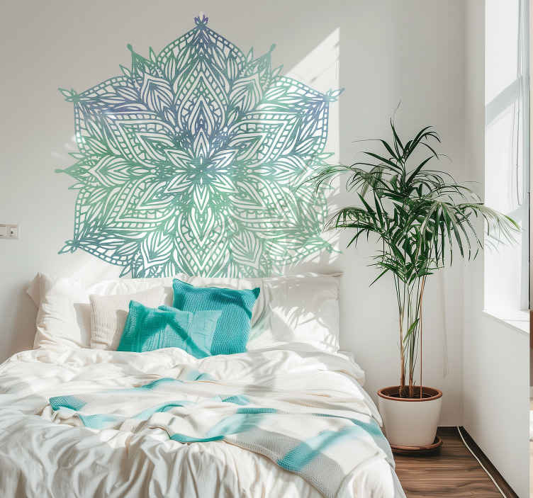 Turquoise mandala bedroom wall sticker