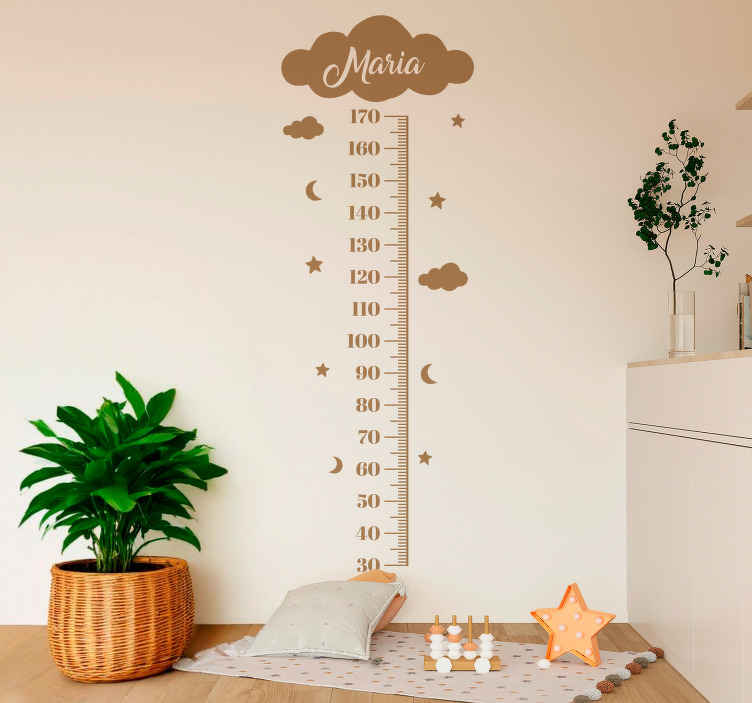 Clouds with stars height chart wall sticker
