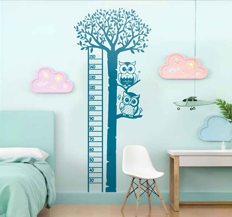 Owls in tree height chart wall sticker
