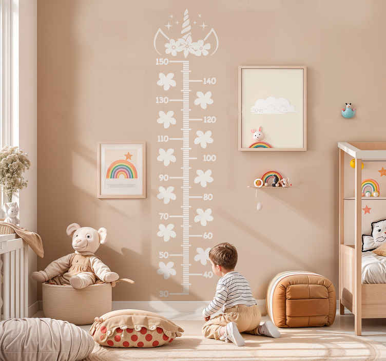 Unicorn height chart wall sticker