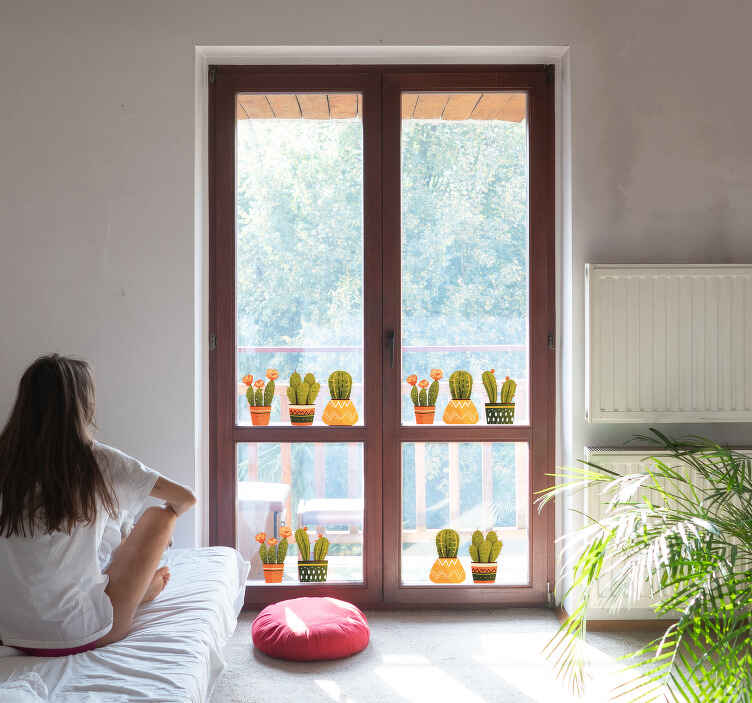 Cactus shapes window sticker