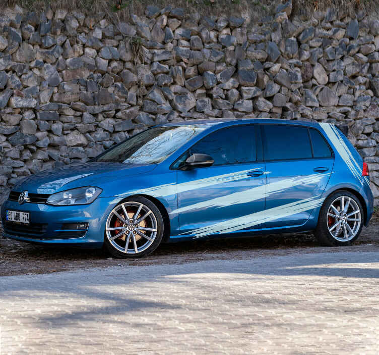 White brushed paint car sticker set