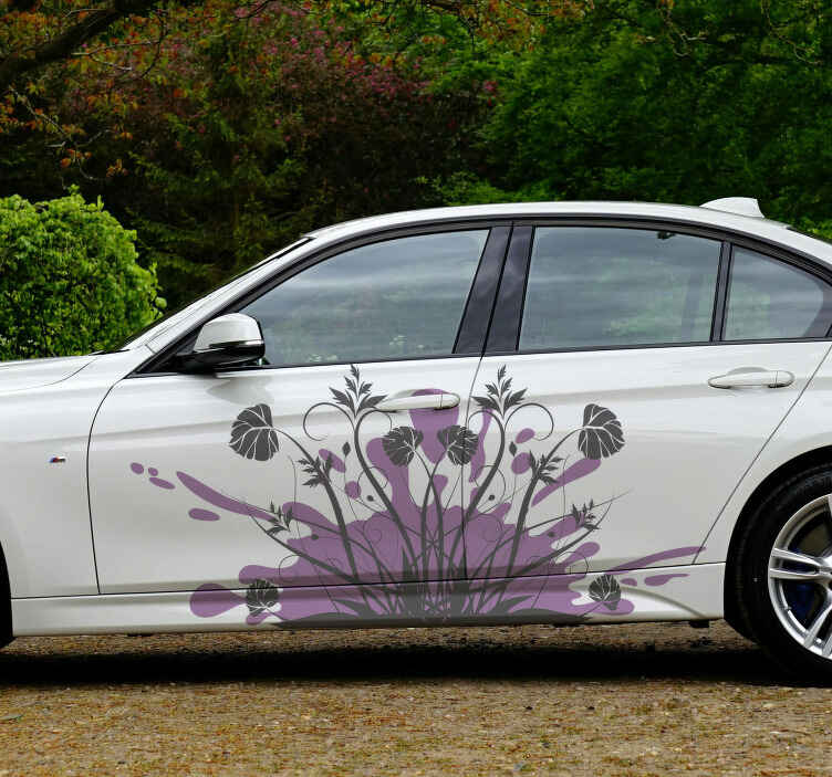 Purple splash design car sticker