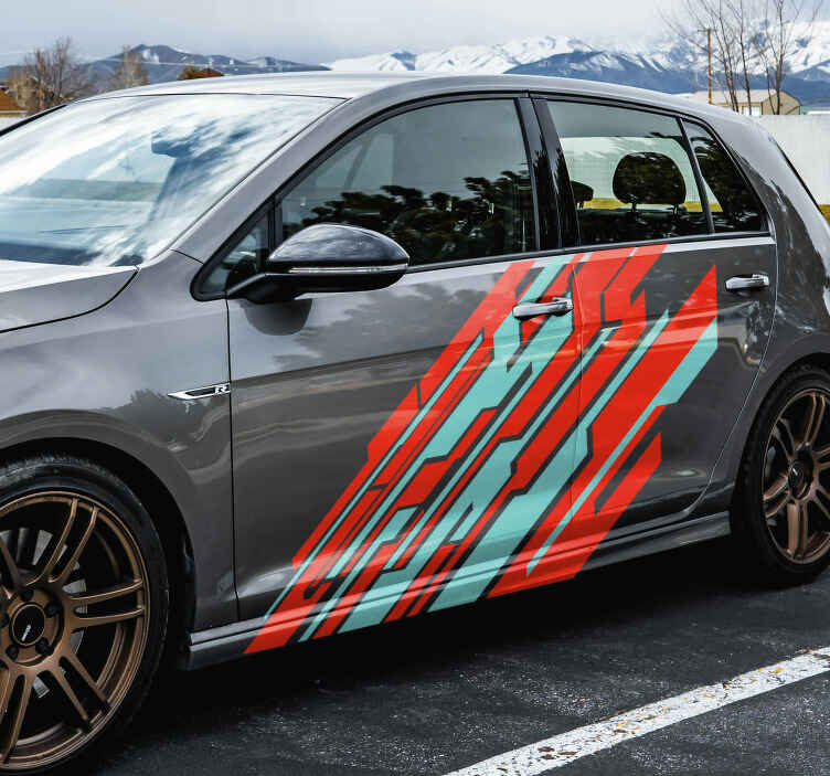 Two tones geometric design car sticker