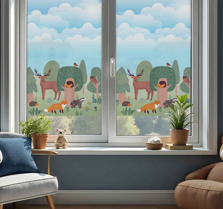 forest animals scene window sticker