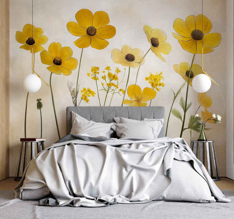 Delicate Helenium flowers wall sticker for bedroom