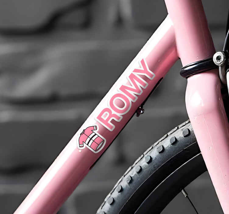 Gepersonaliseerd roze wielershirt fiets sticker