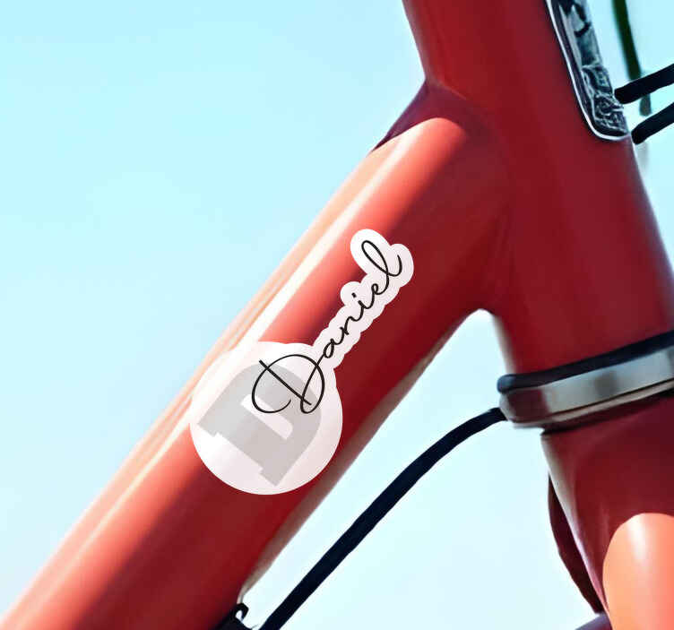 Personalised name with initial bike sticker