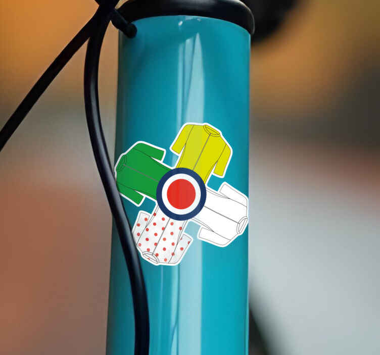 Sticker vélo 4 maillots de cyclisme et cercle