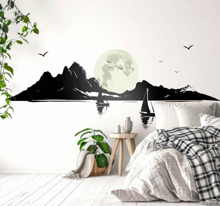 Moonlight landscape wall sticker