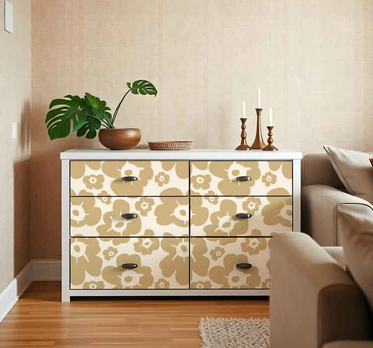 Beige poppies flower wall sticker