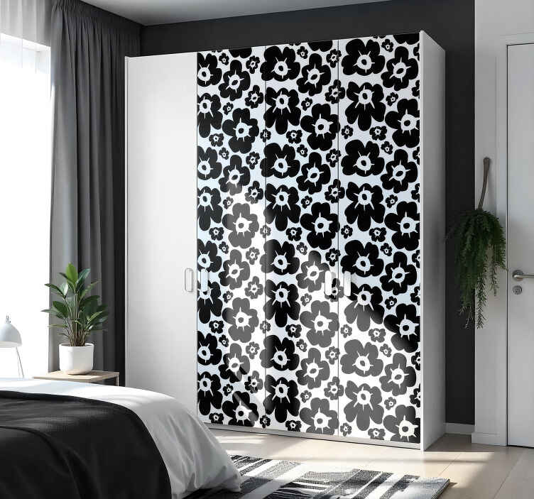 black poppy flower wall sticker