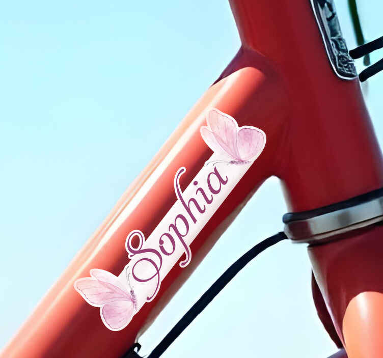Happy butterfly Bike name sticker