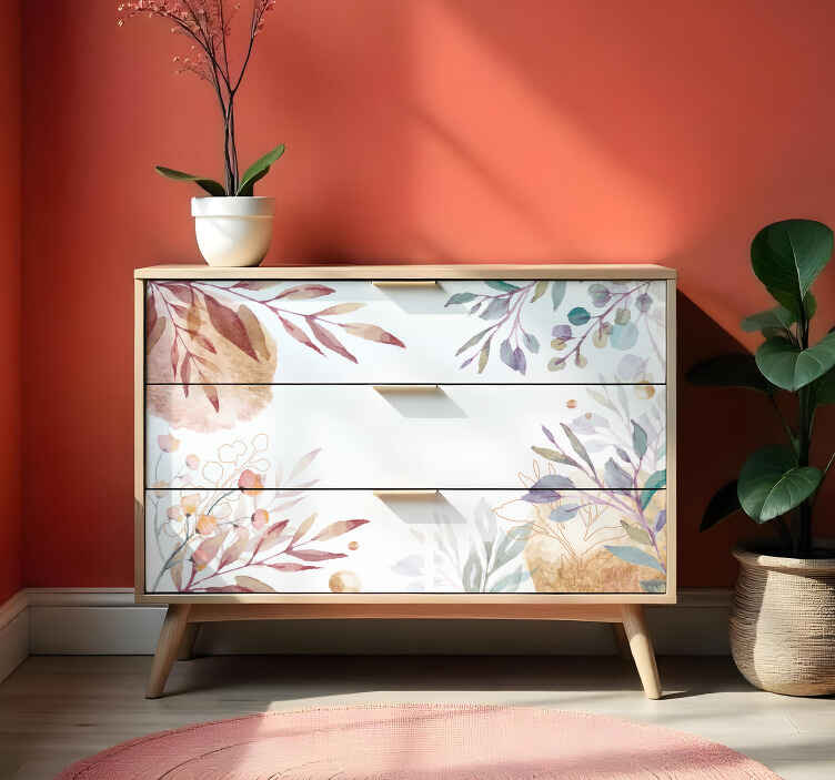 watercolor leaves furniture sticker