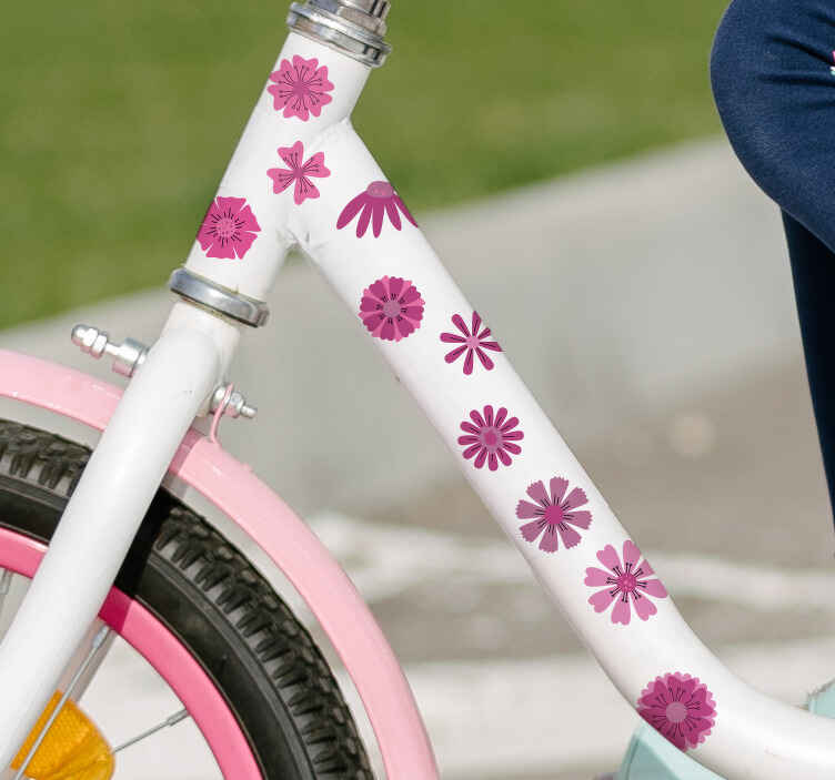 Sierlijke roze bloemen fiets sticker