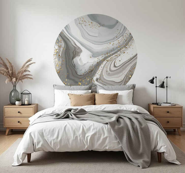 Gray circular marble wall decal
