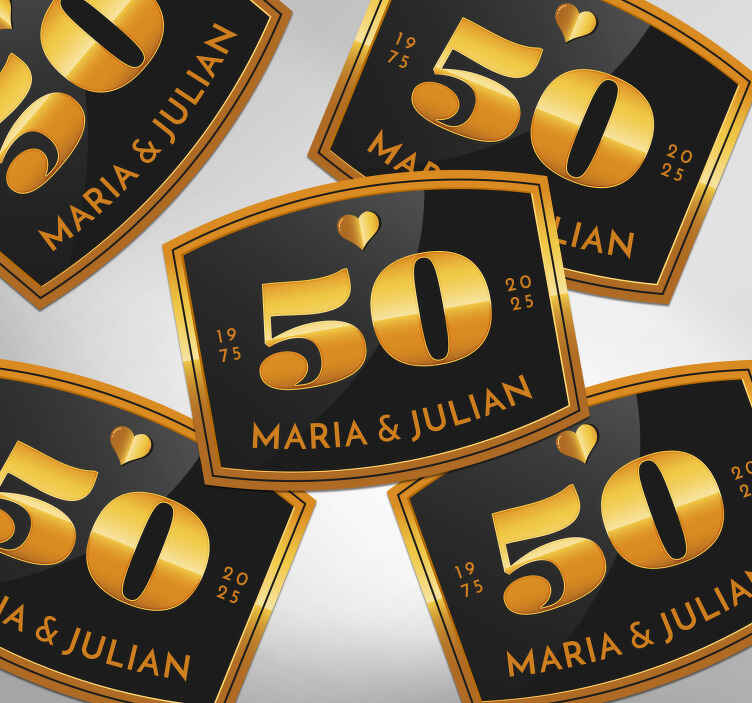 50th anniversary with names wedding sticker