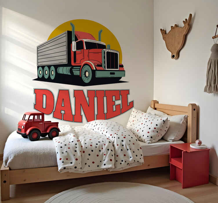 personalized red truck toy sticker