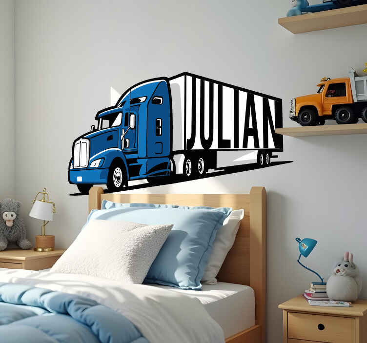 personalized blue truck toy sticker