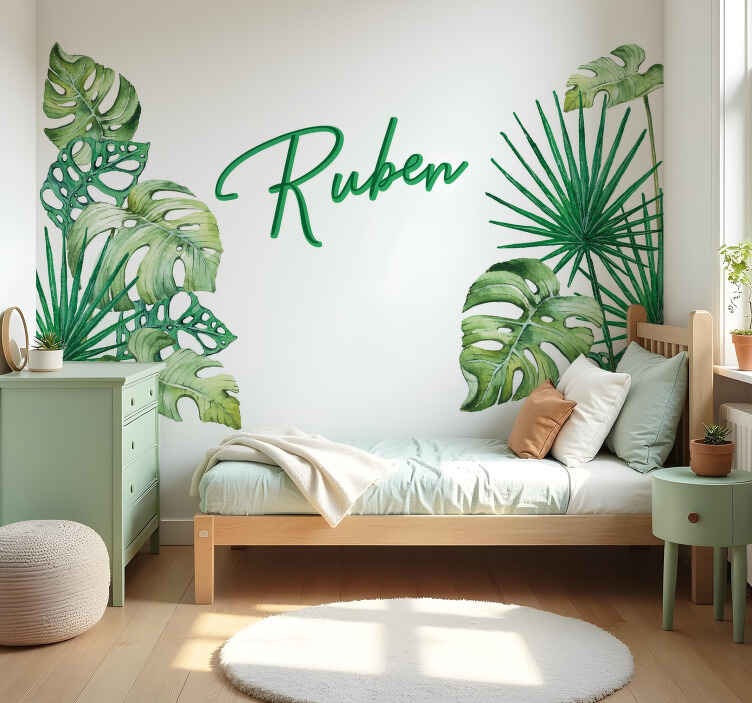 Tropical big leaves wall sticker
